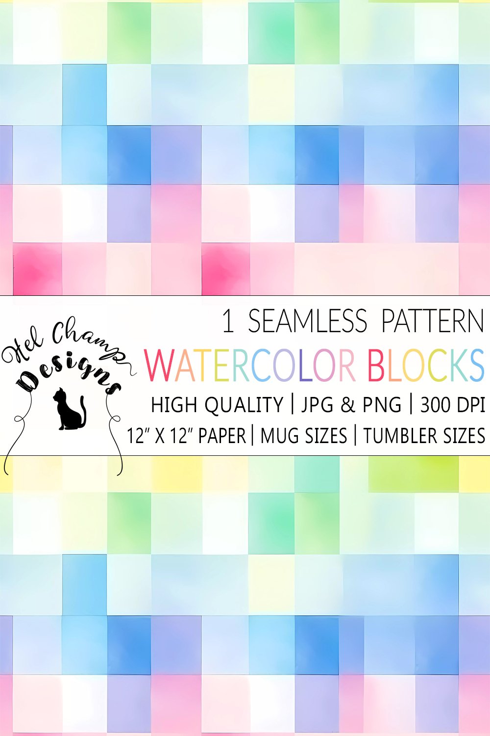 Scrapbooking paper with watercolor squares design