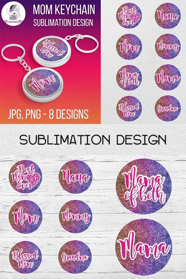 Keychain Mom Sublimation Design / Keychain Circle (1335592)