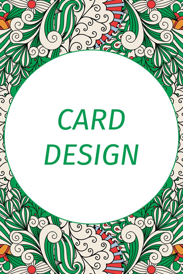 Card design with floral green pattern