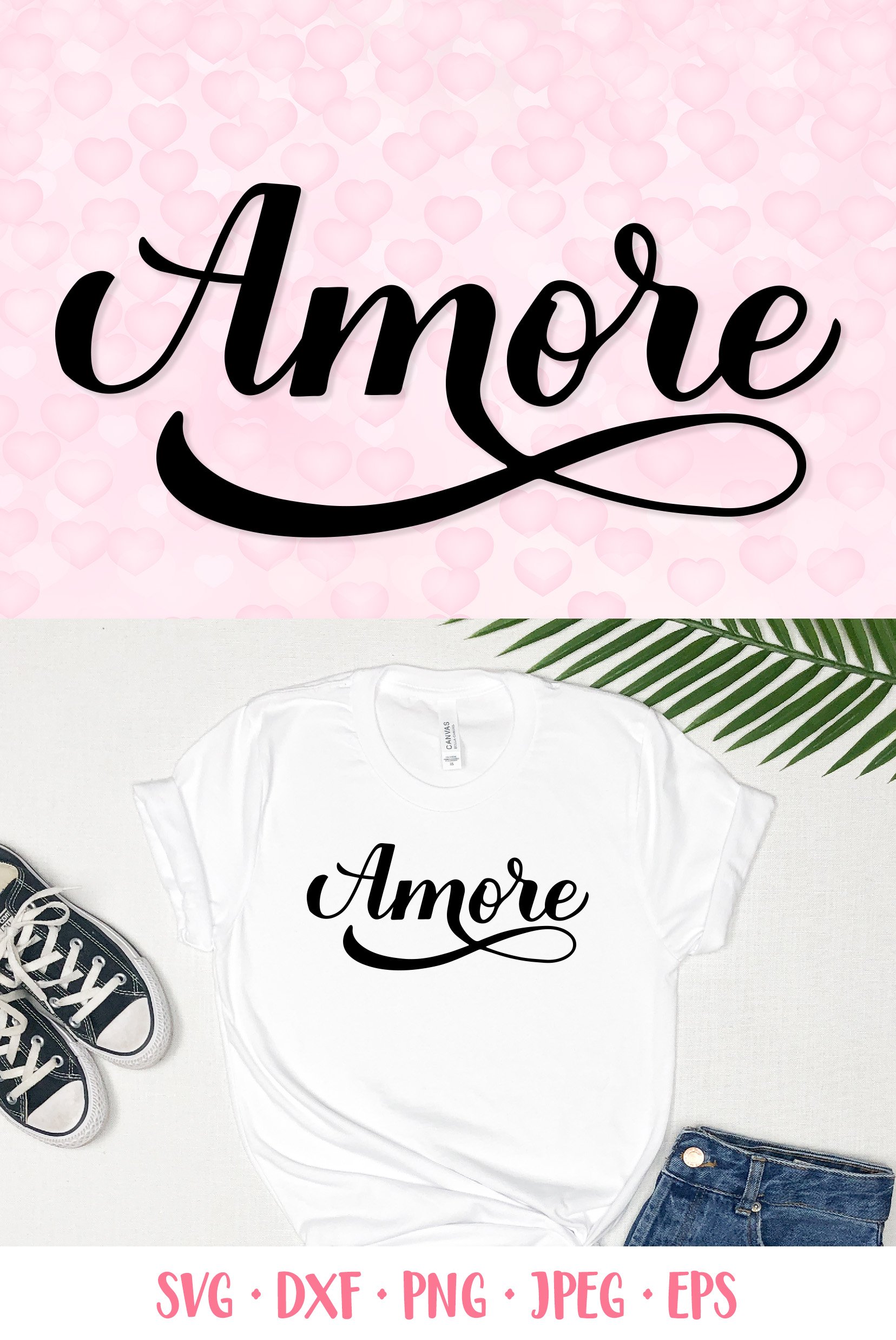 Amore SVG. Love in Italian. Hand lettered Valentines design