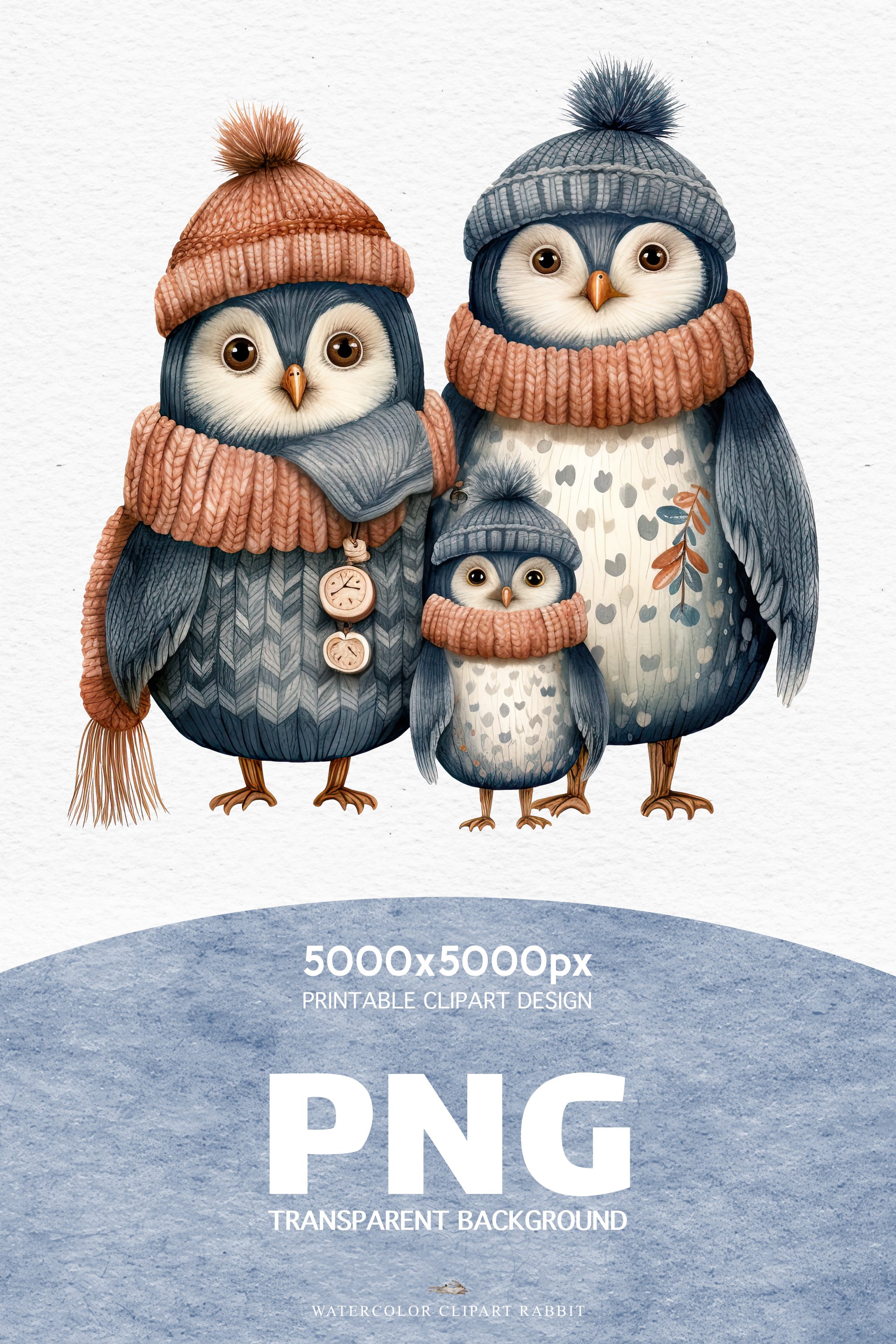 Cute Winter Baby Penguin Crochet Christmas Animals Clipart