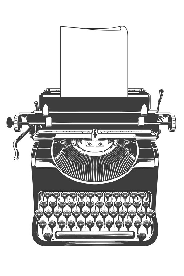 Typewriter vintage machine sketch
