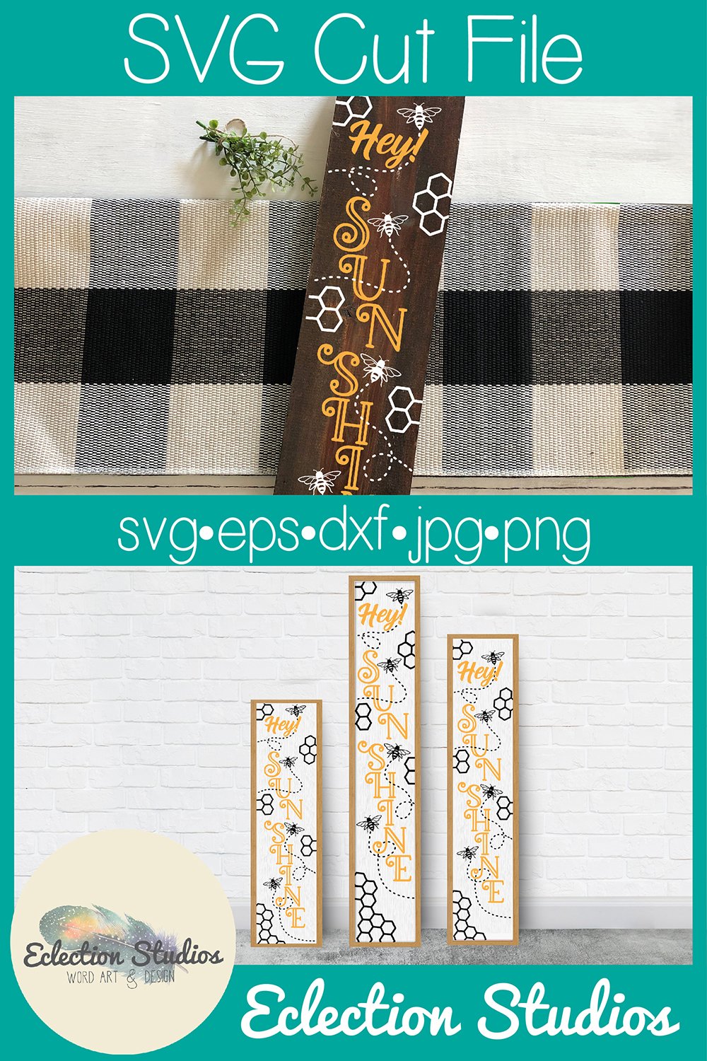 Hey Sunshine Tall Porch Sign SVG