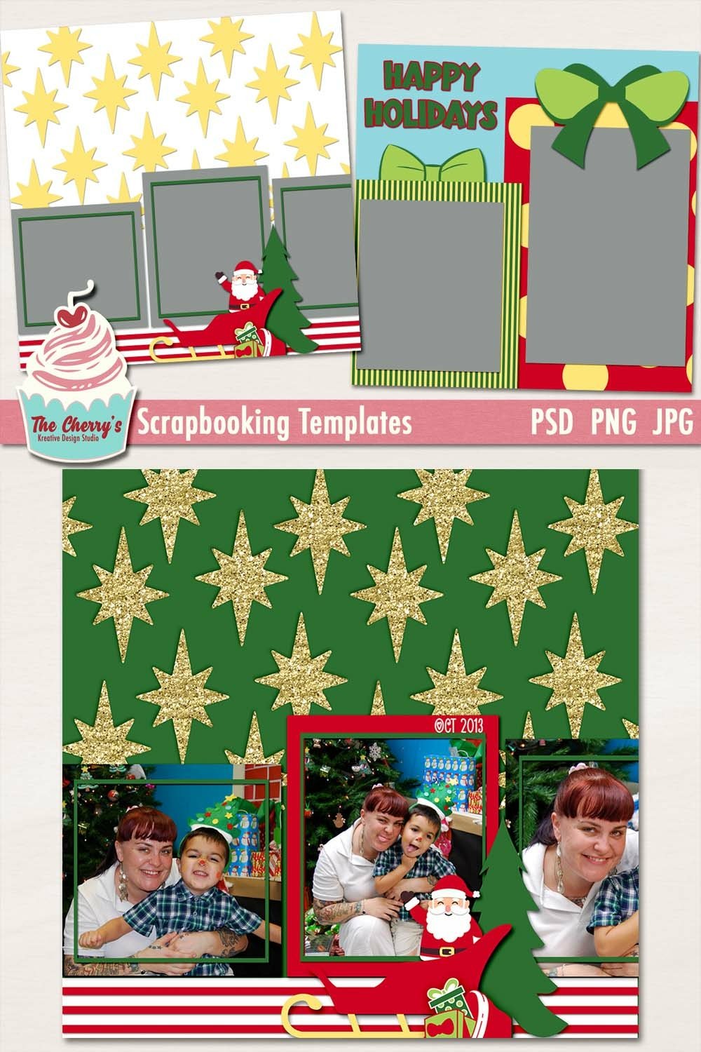 Holiday Scrapbooking Page Layout Templates