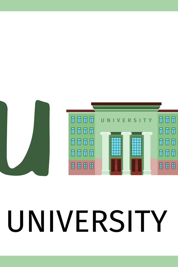 Alphabet card with university building (861210) | Illustrations ...