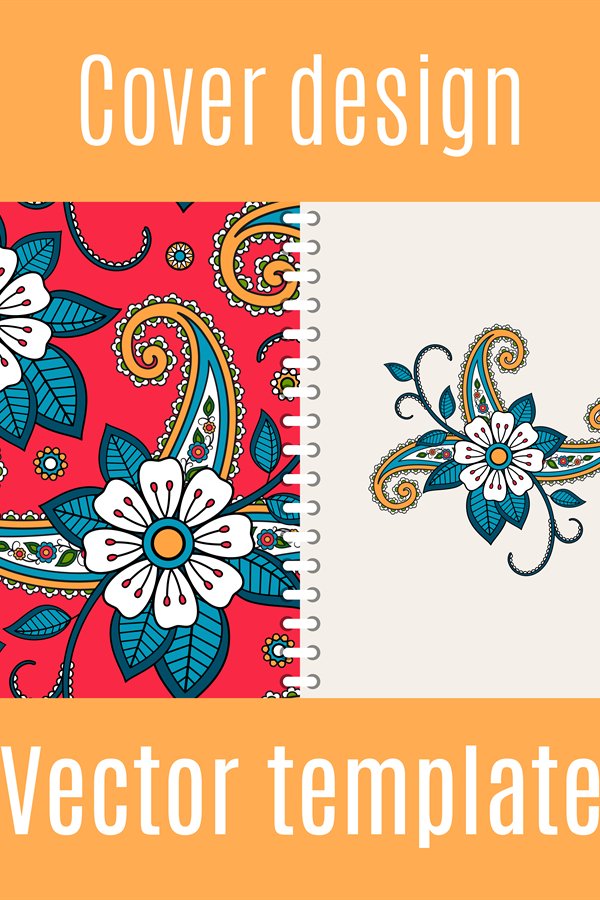Cover design with floral indian pattern