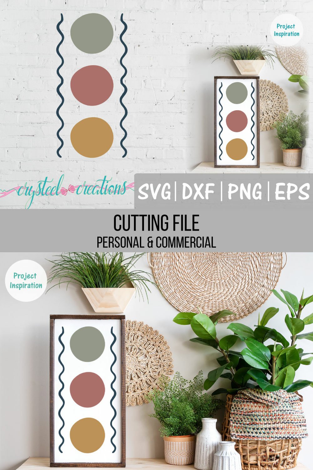 Triple Circle Boho SVG, DXF, PNG, EPS