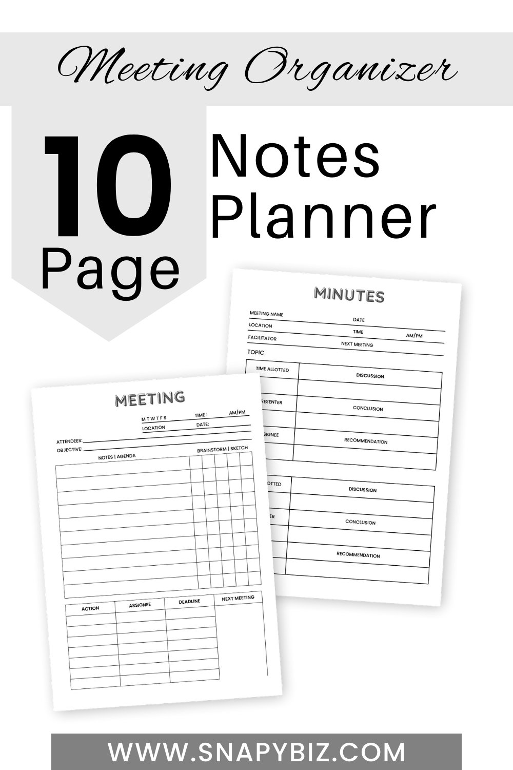 Meeting Notes | Meeting Printable | Meeting Organizer