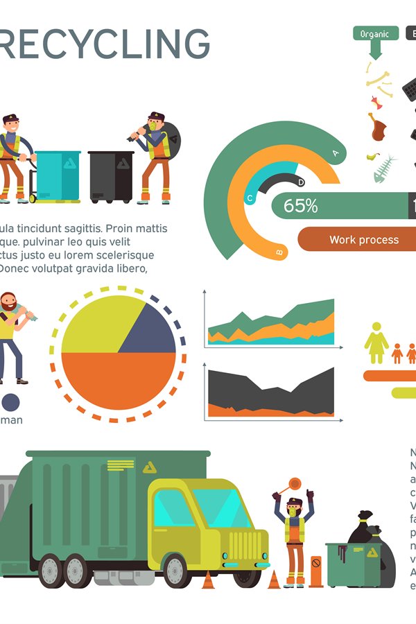 Waste management and garbage collection for recycling vector