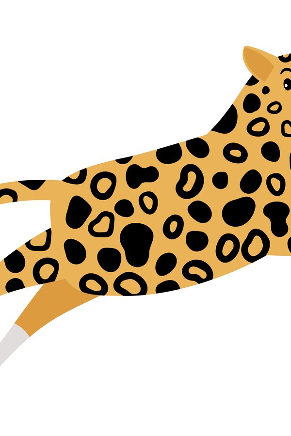 Running cartoon leopard icon