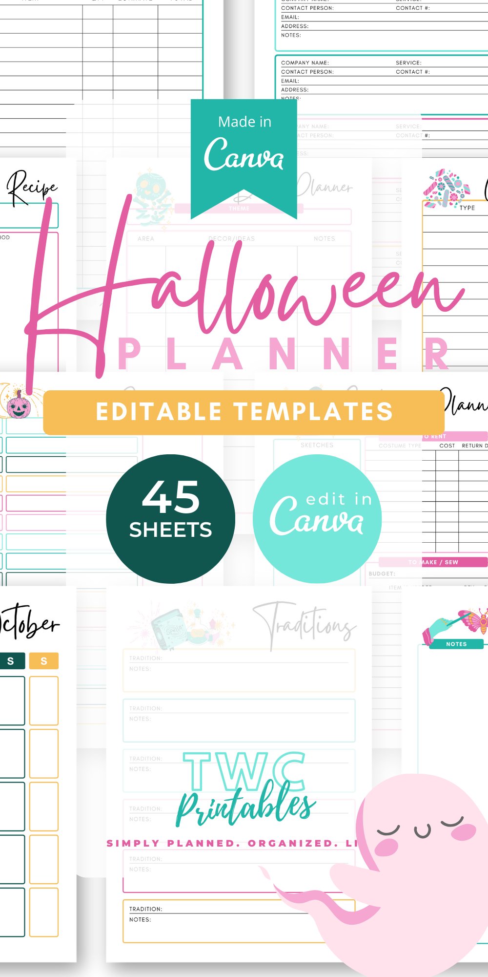 halloween planner canva templates