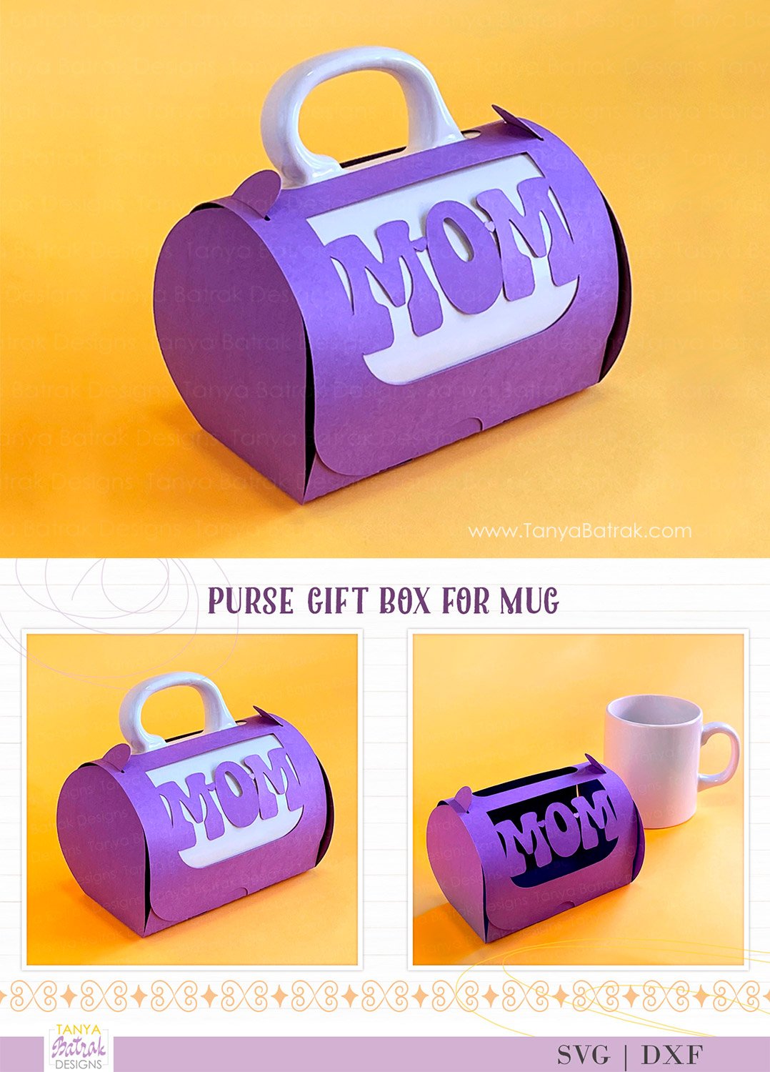 Purse Gift Box for Mug MOM, Box SVG, Gift Box