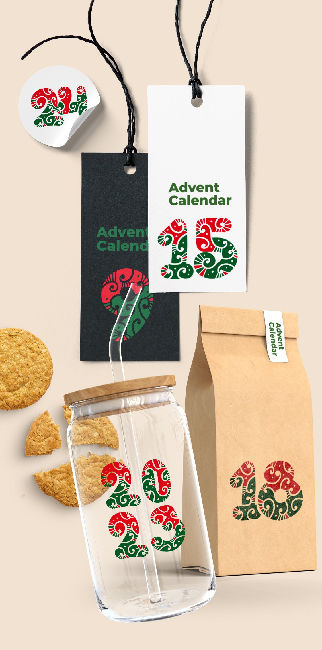 Advent Calendar Dates | 24 Number for Christmas SVG, DXF