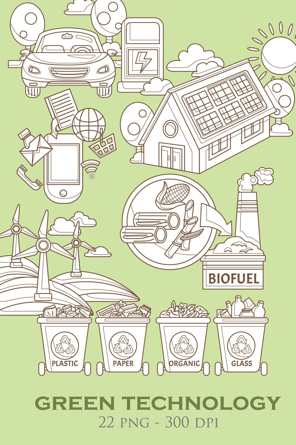 Go Green Technology Eco Friendly Digital Stamp Outline
