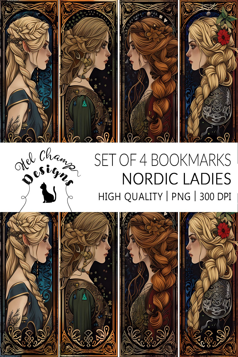 Bookmarks nordic viking ladies and princesses sublimation