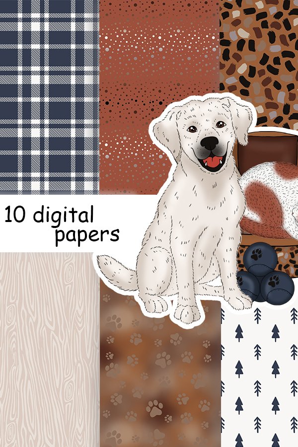 Pets PATTERN Cat Dog Animal Puppies Digital Stickers - JPEG