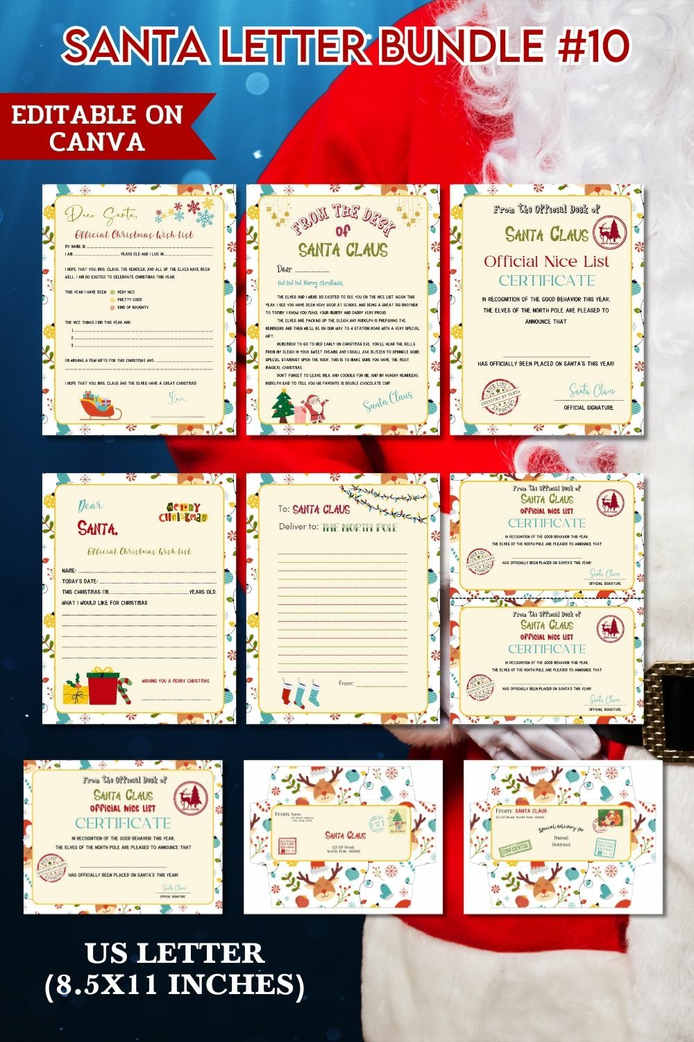 Santa Letter Bundle | 9 Templates editable with canva