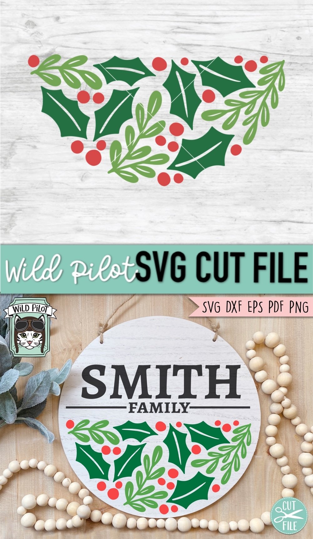 Christmas Round Sign SVG, Round Monogram Frame SVG, Xmas SVG