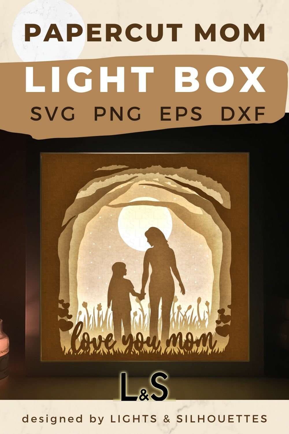 Mother and Daughter Light Box svg | Mom Shadow Box Template