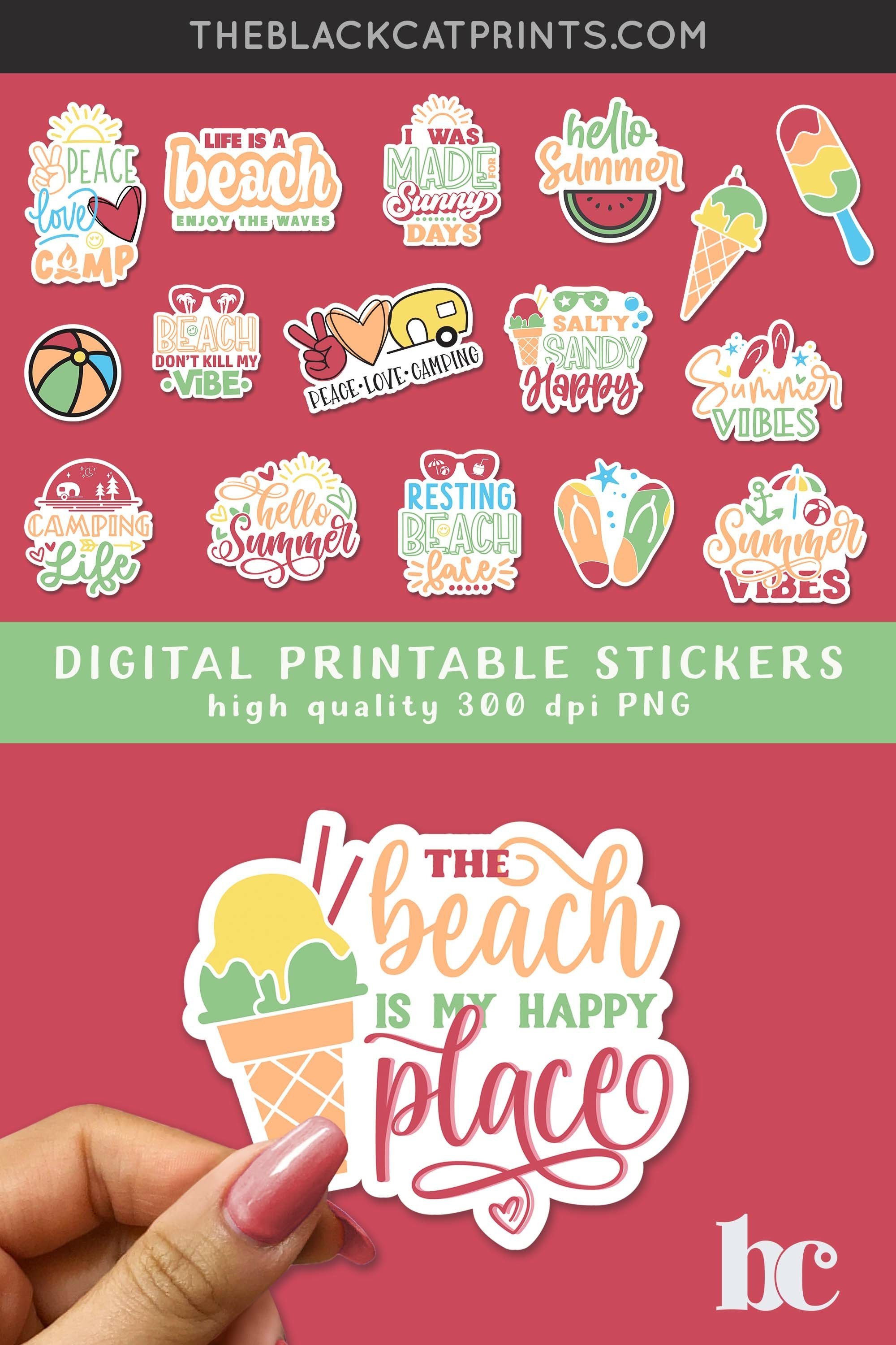Beach & Summer Stickers Pack | Summertime Stickers Printable