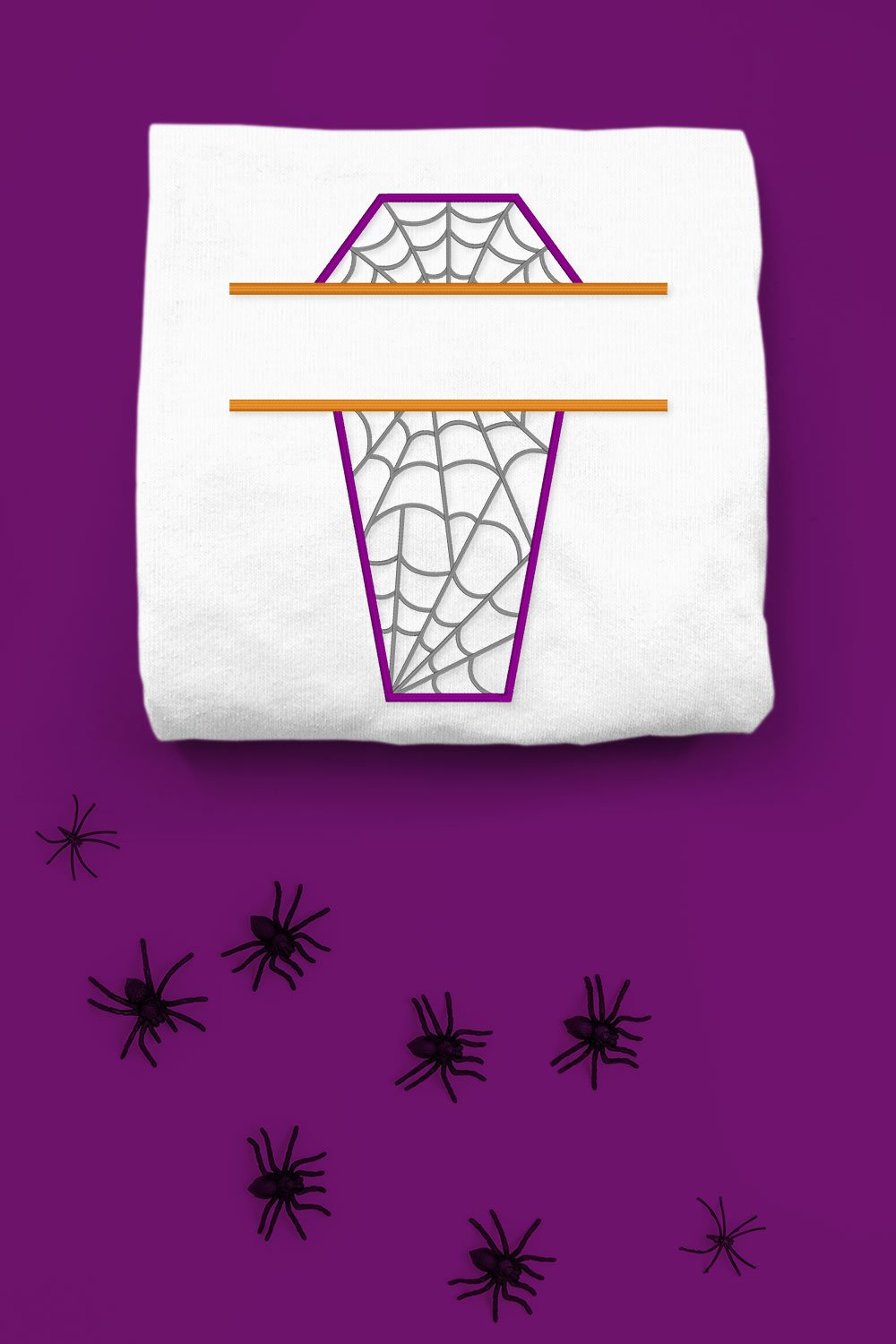 Halloween Cobweb Coffin Split Embroidery File