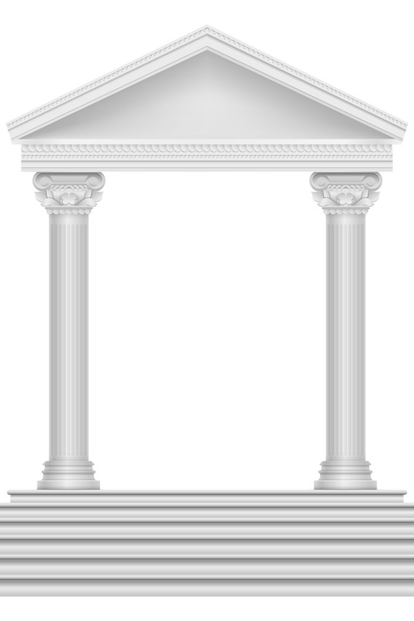 Ancient roman temple with steps and columns