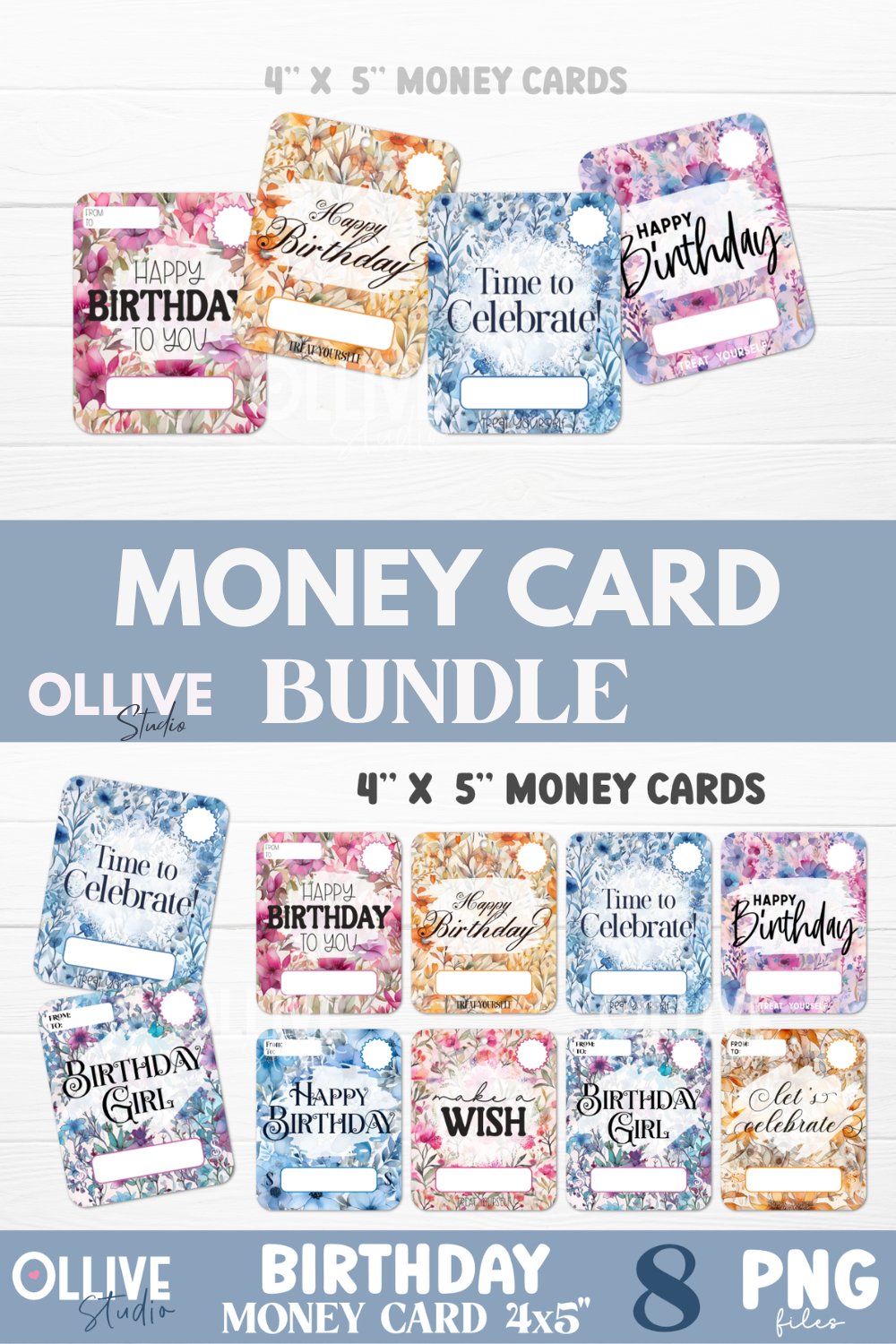Birthday Money Card Floral PNG | Printable Money Card PNG