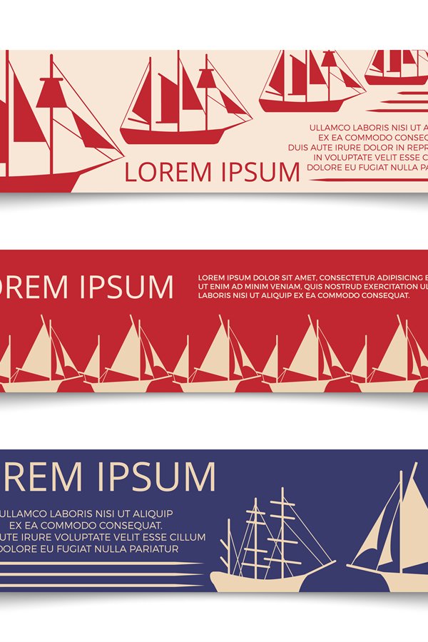 Sea horizonal banners template with sailboats