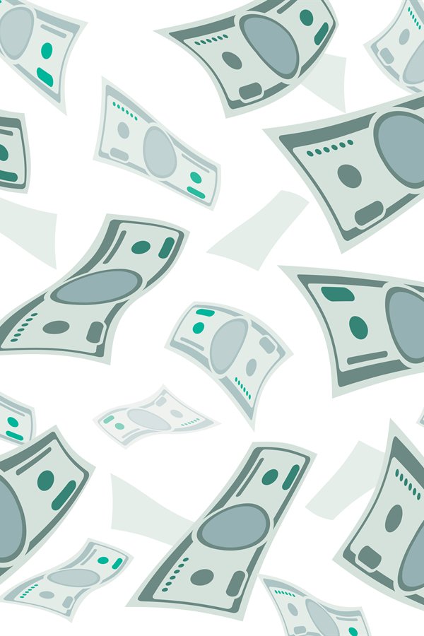 Falling money, usa currency banknotes vector background