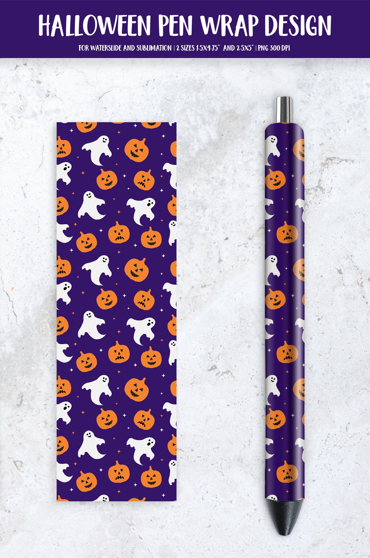 Halloween Ghosts and Pumpkins Pen Wrap Sublimation Design