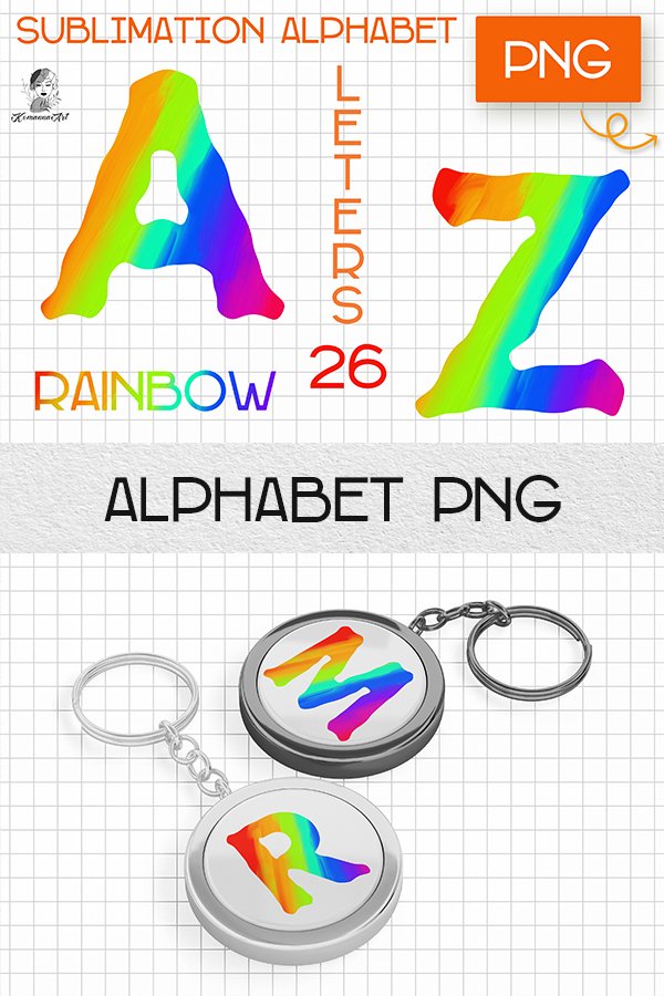 Sublimation Alphabet A - Z / Rainbow Alphabet PNG (1366904)