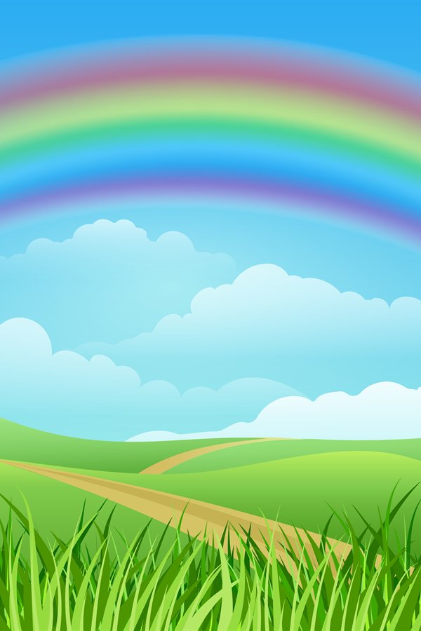 Rainbow landscape cartoon background