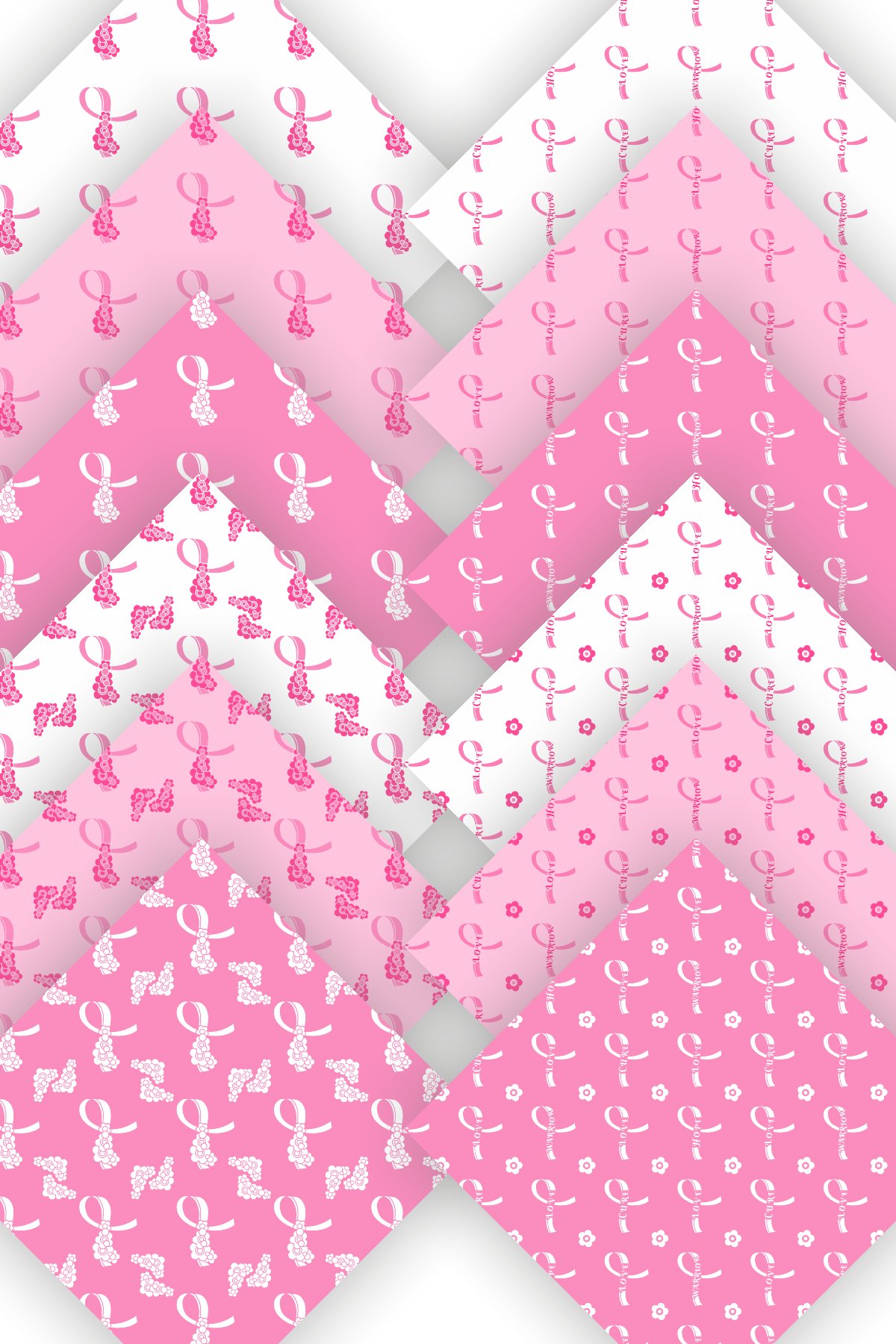 Breast Cancer Awareness Seamless Digital Papers Set of 12