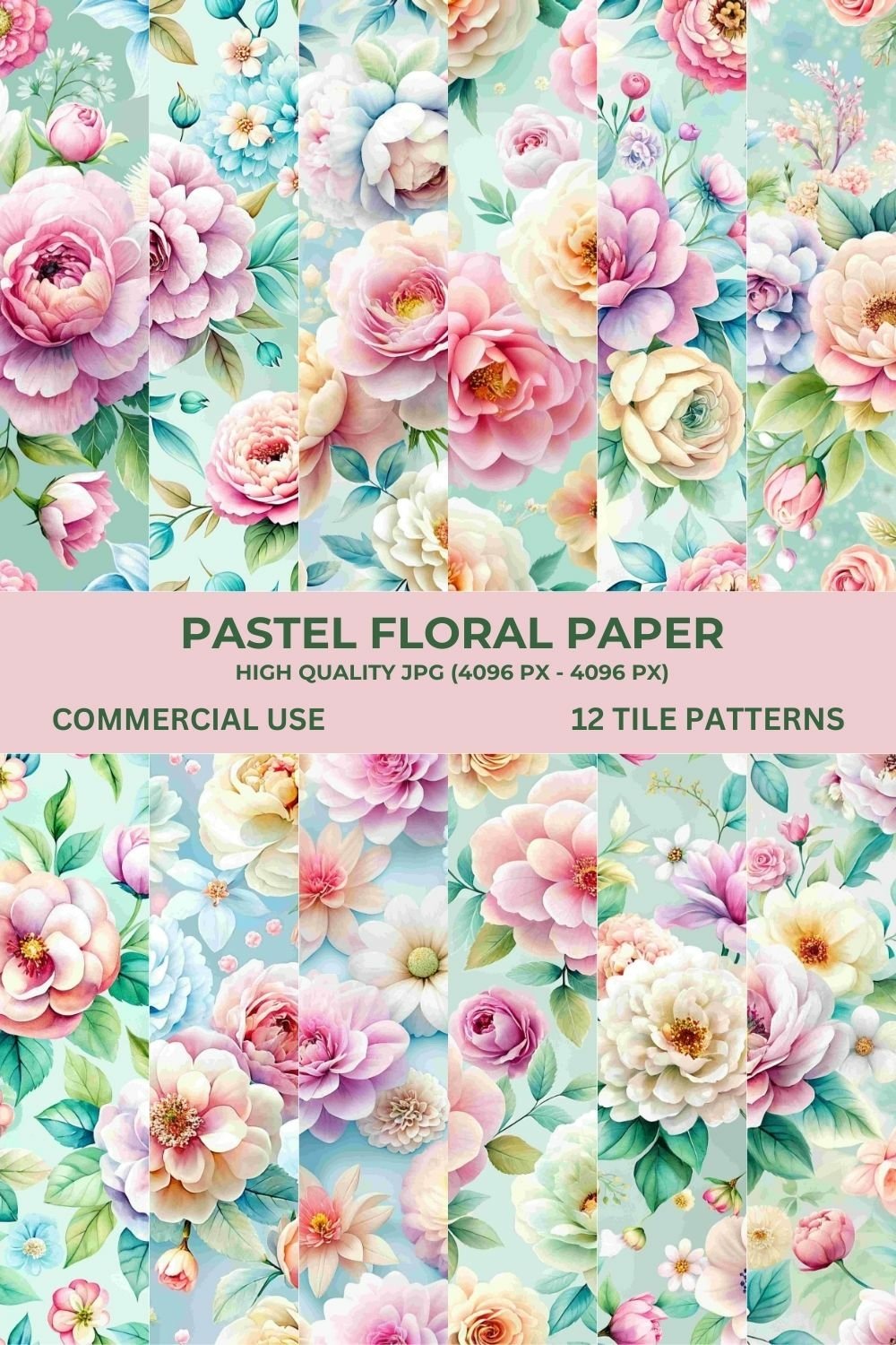 Pastel Floral Paper Pattern Bundle Soft and Elegant Designs