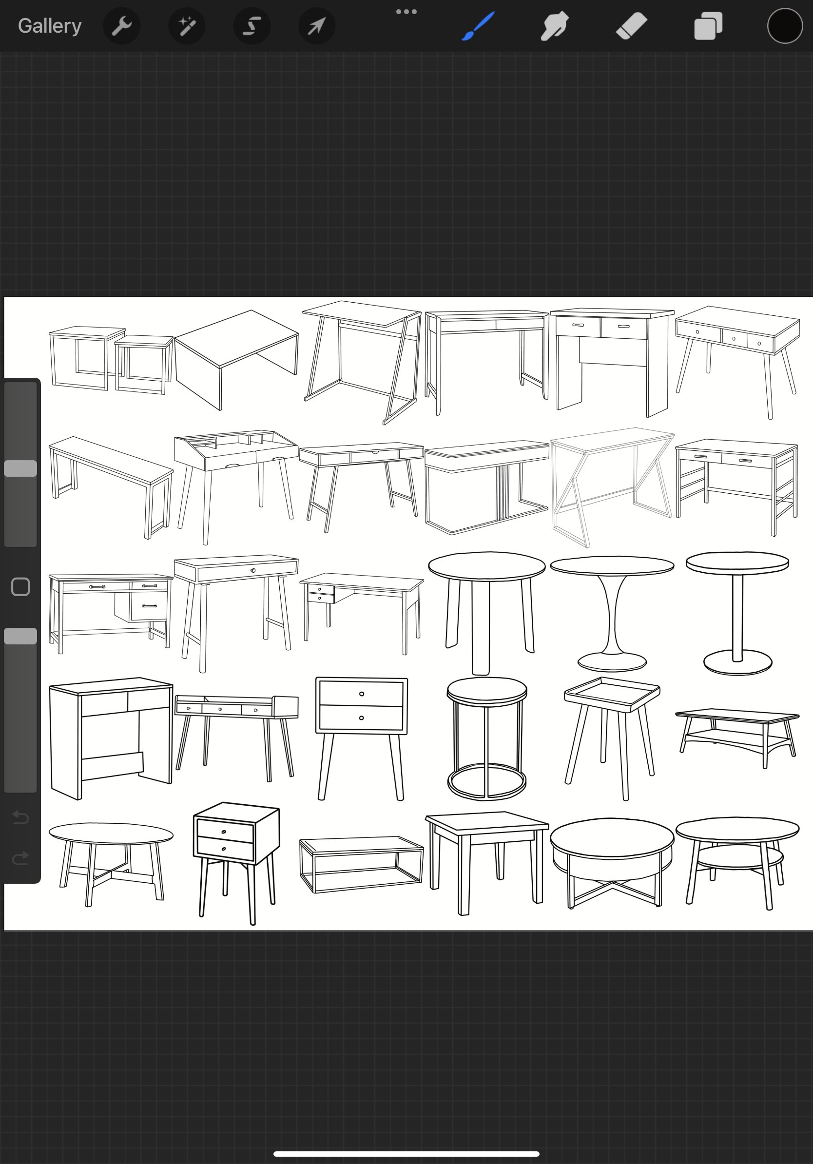 Desks, Tables & Furniture Set 1 Procreate Brush Stamps, 30