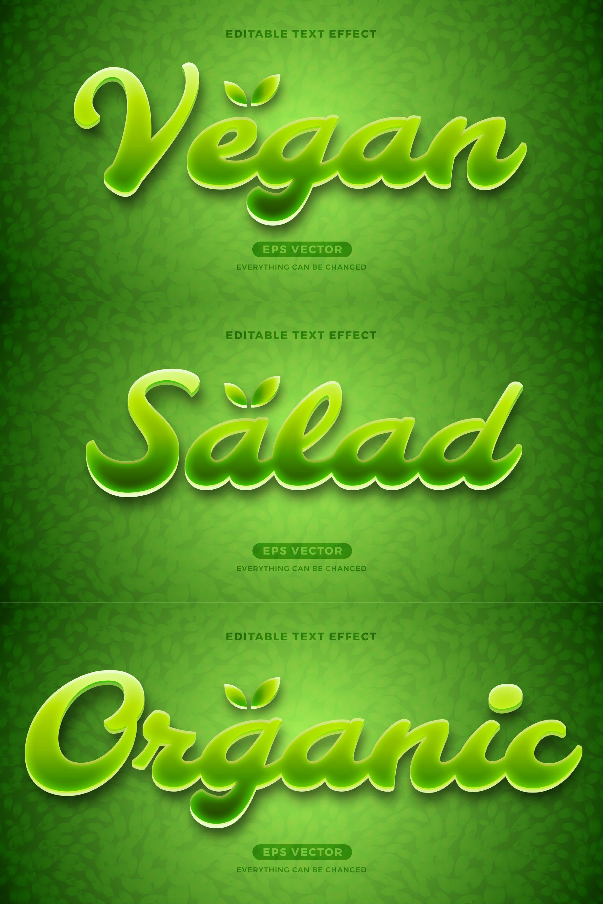 Vegan editable text effect style vector