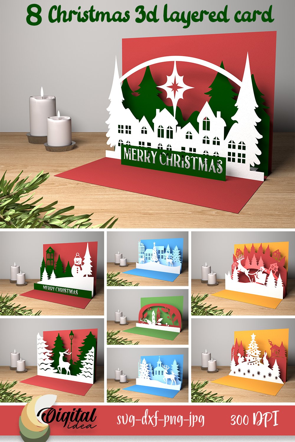 Christmas 3D Layered Card Bundle. 3D Layered Christmas Card