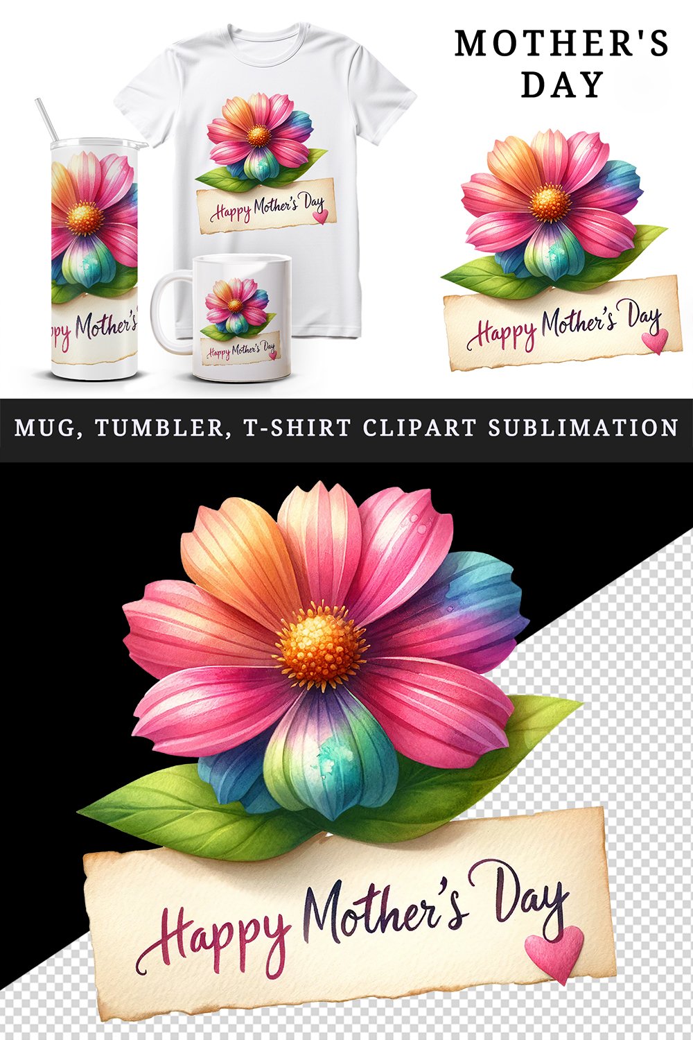 Flower Mother's day tumbler mug wrap clipart sublimation png