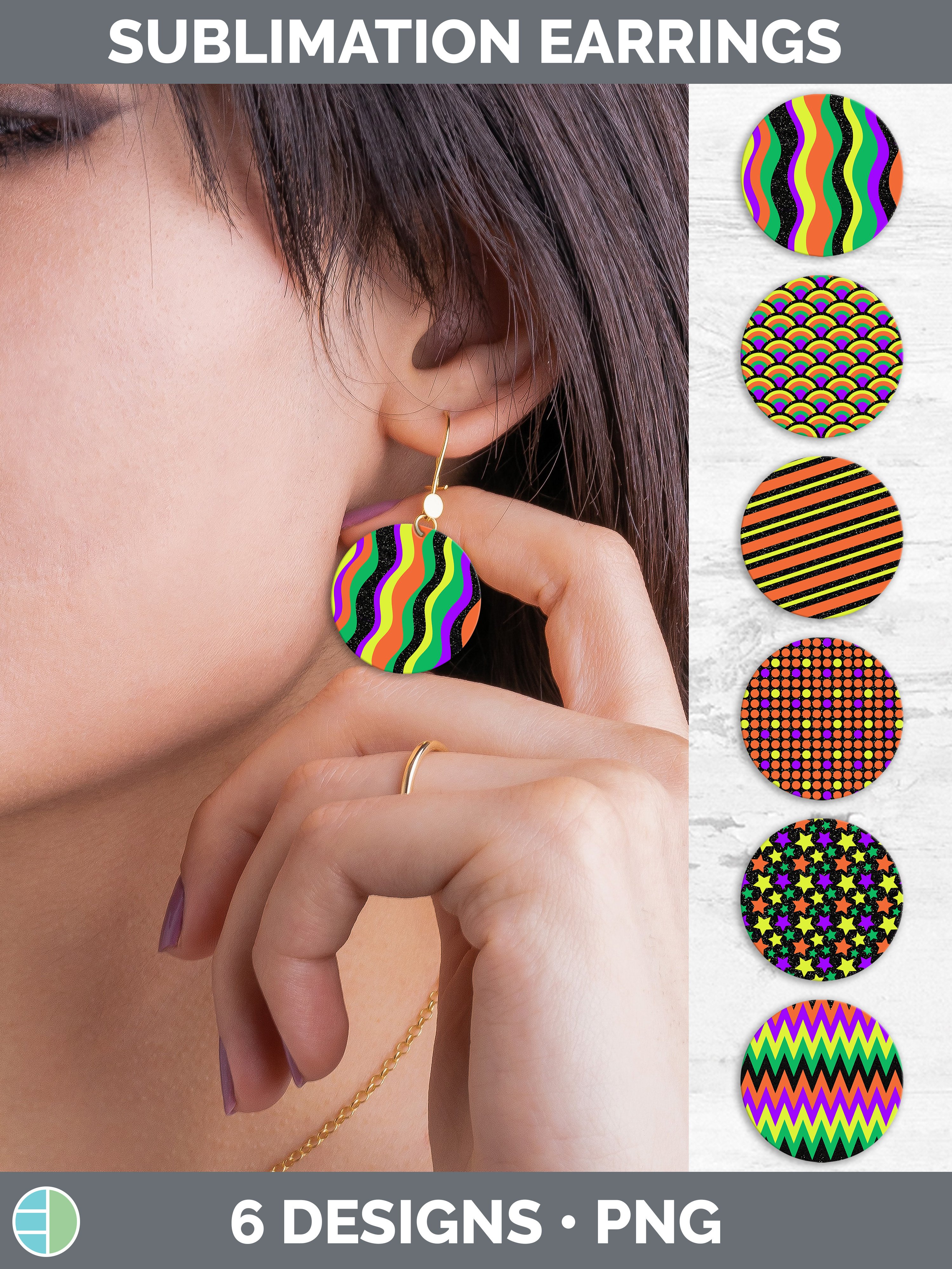 Glitter Halloween Round Earring | Sublimation Designs Bundle
