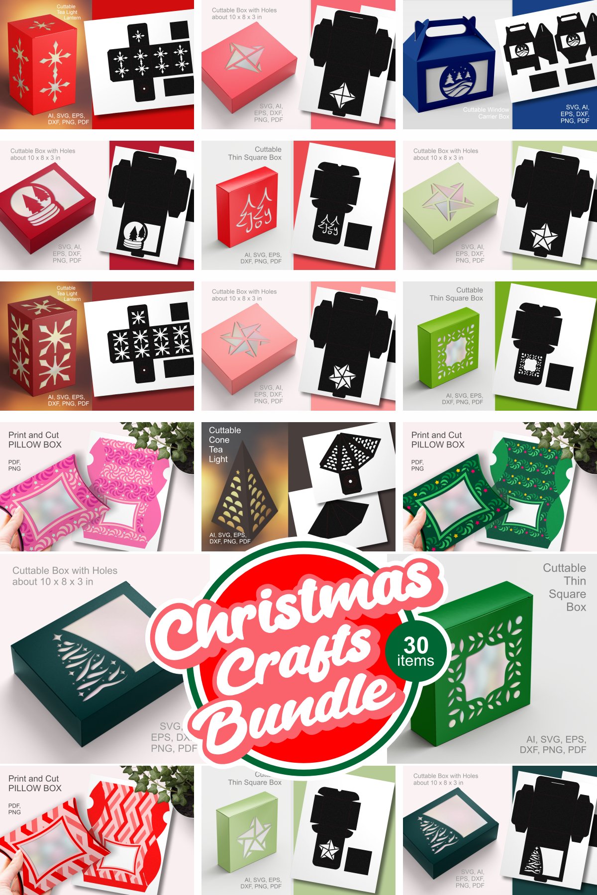 Christmas Crafts Bundle 2 - Paper Cut Bundle of 30 Templates