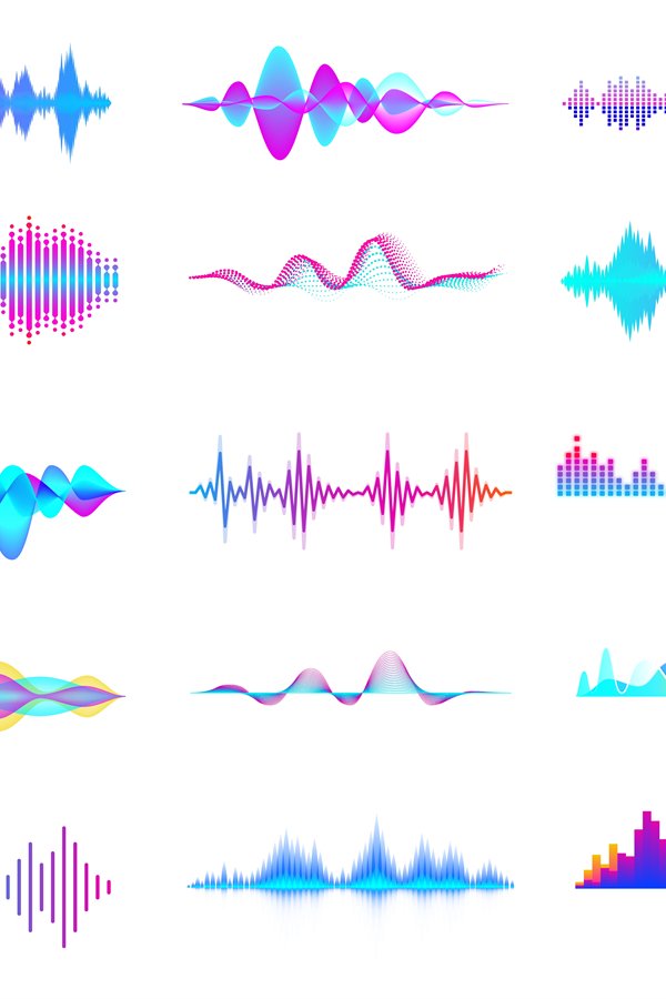 Colorful sound waves. Audio signal wave, color gradient
