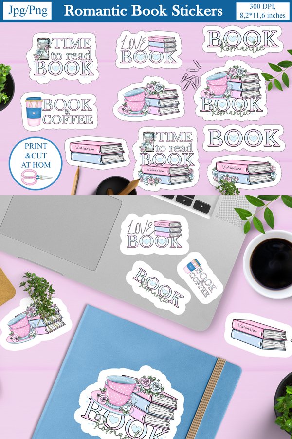 Floral Book Sticker Bundle | Reading Stickers PNG (1436548) | Stickers ...