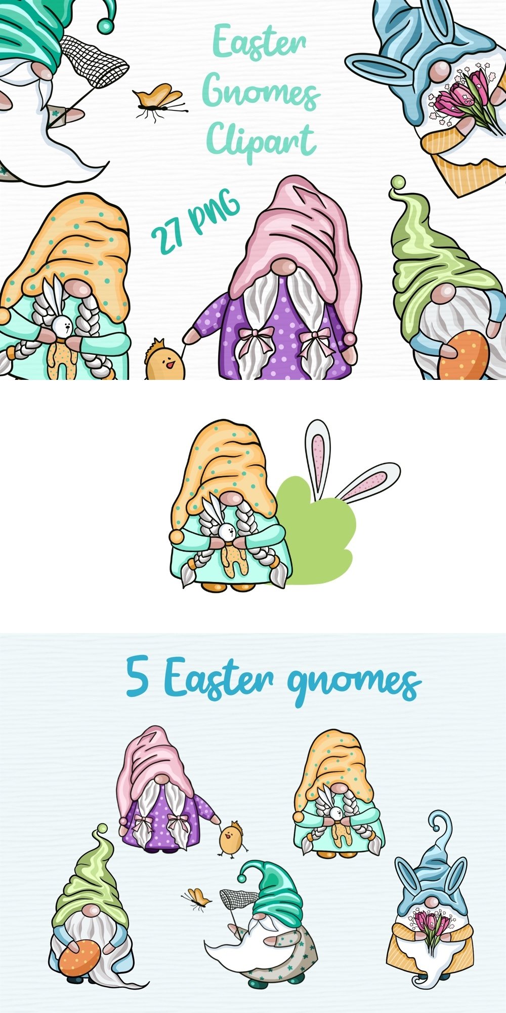 Easter Gnomes Clipart