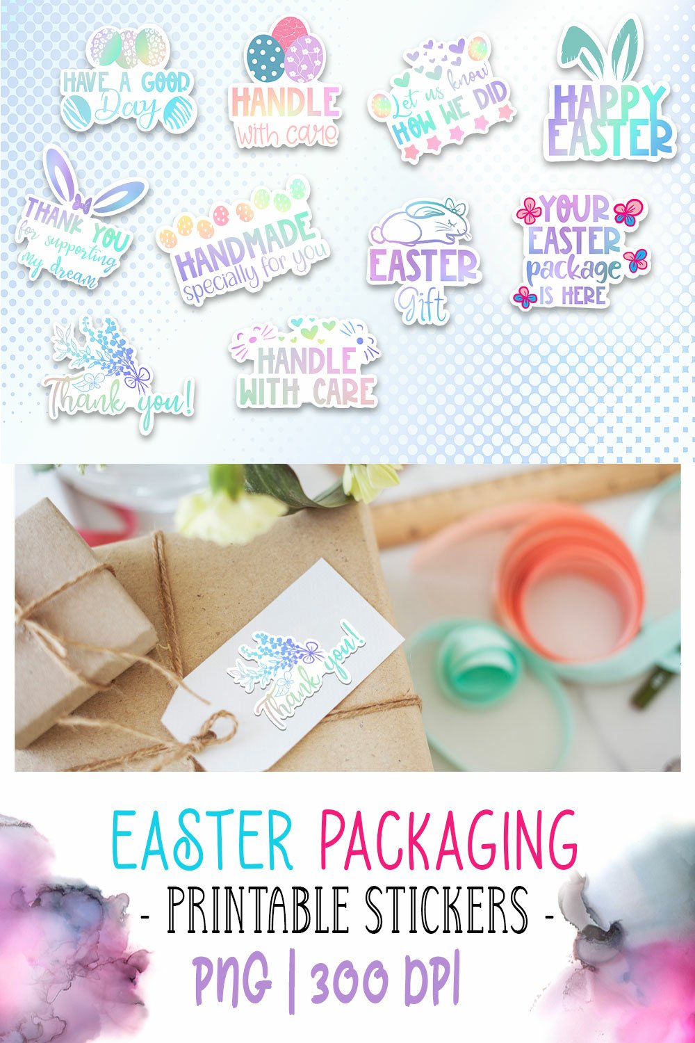 10 Easter Stickers | Packaging Sticker Bundle