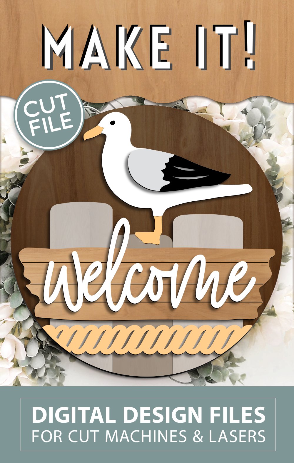 Welcome Seagull Beach Sign - SVG Laser Cut Files
