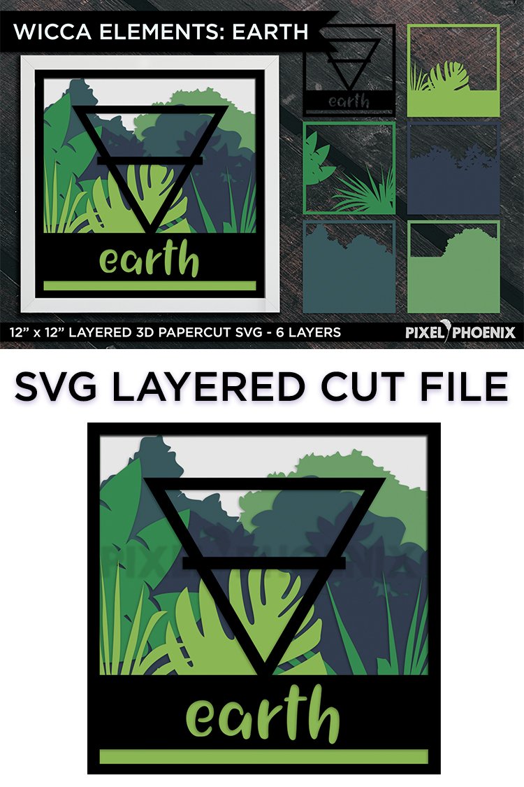 Layered Papercut Wicca Element Earth, Layered SVG