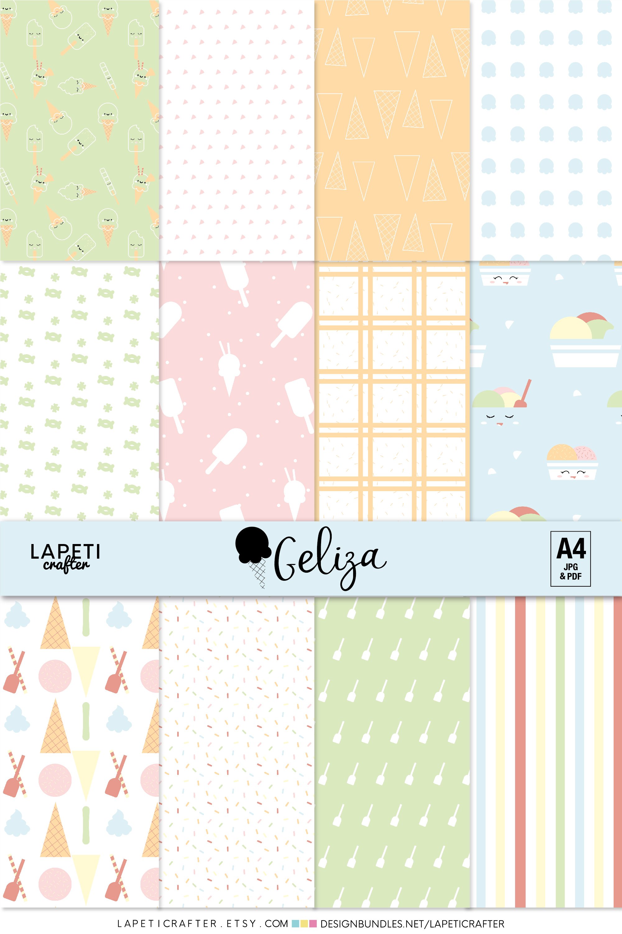 Ice Cream Digital Paper Pack - Perfect for Birthdays