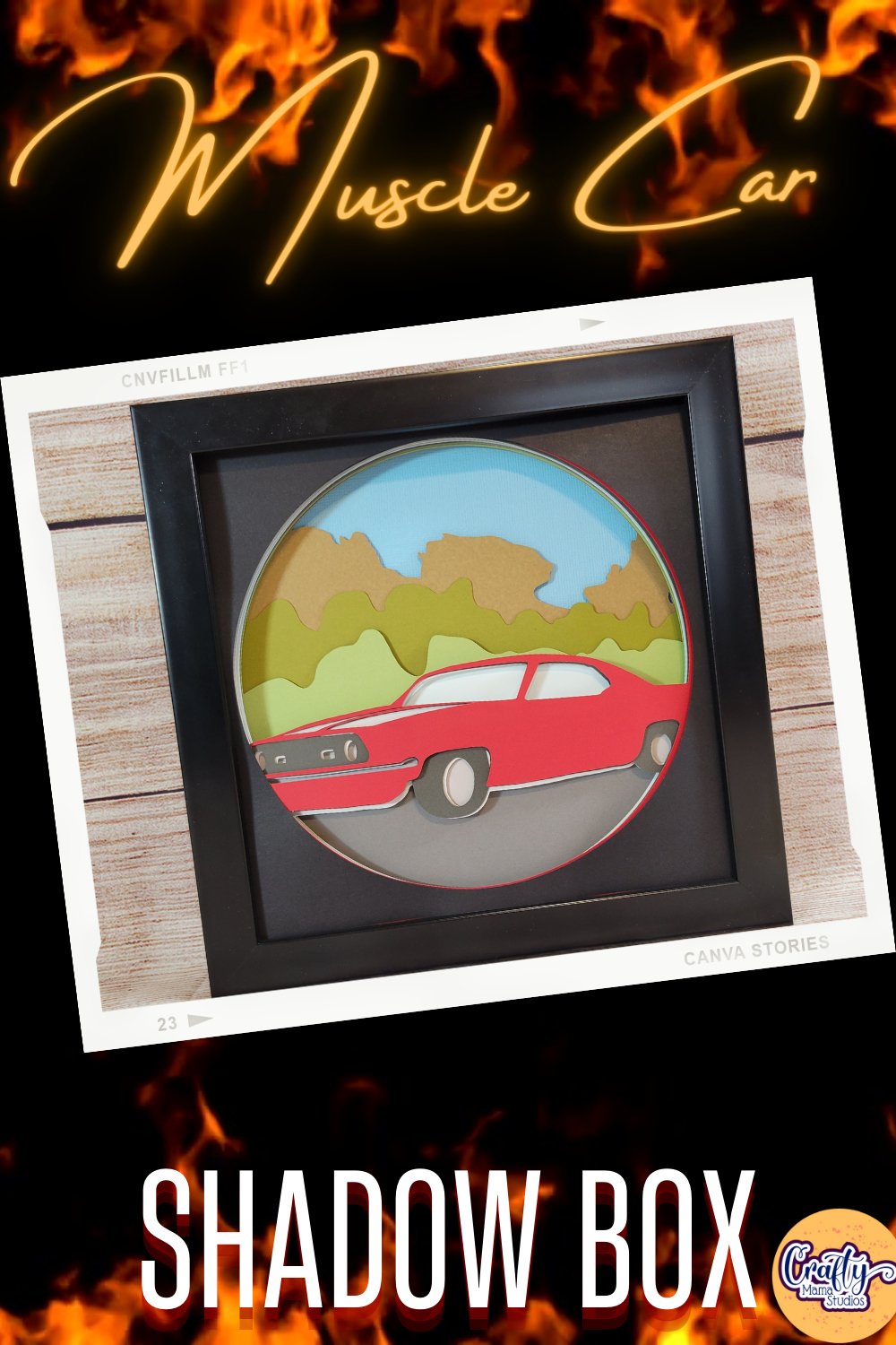 Muscle Car Svg Shadow Box, 3D Layered Hot Rod Car Shadow Box