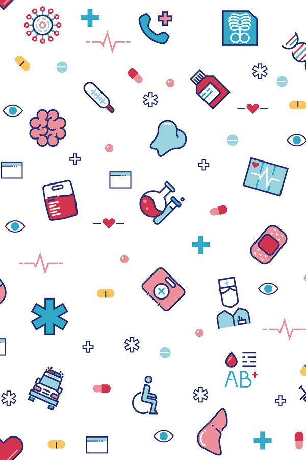 Medical healthcare vector seamless pattern with line medicin