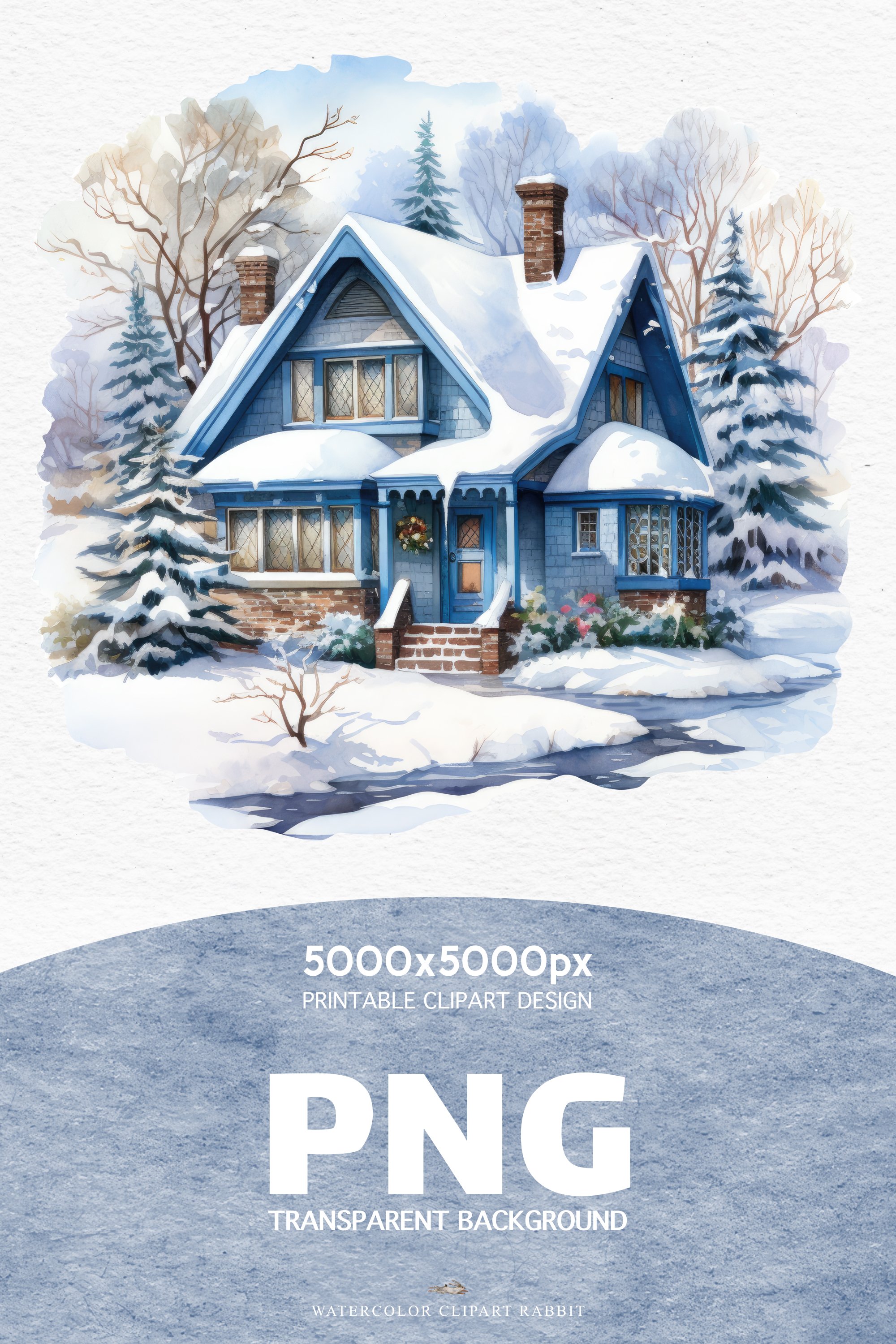 Christmas Winter Snow House Landscape Clipart Forest Cabin